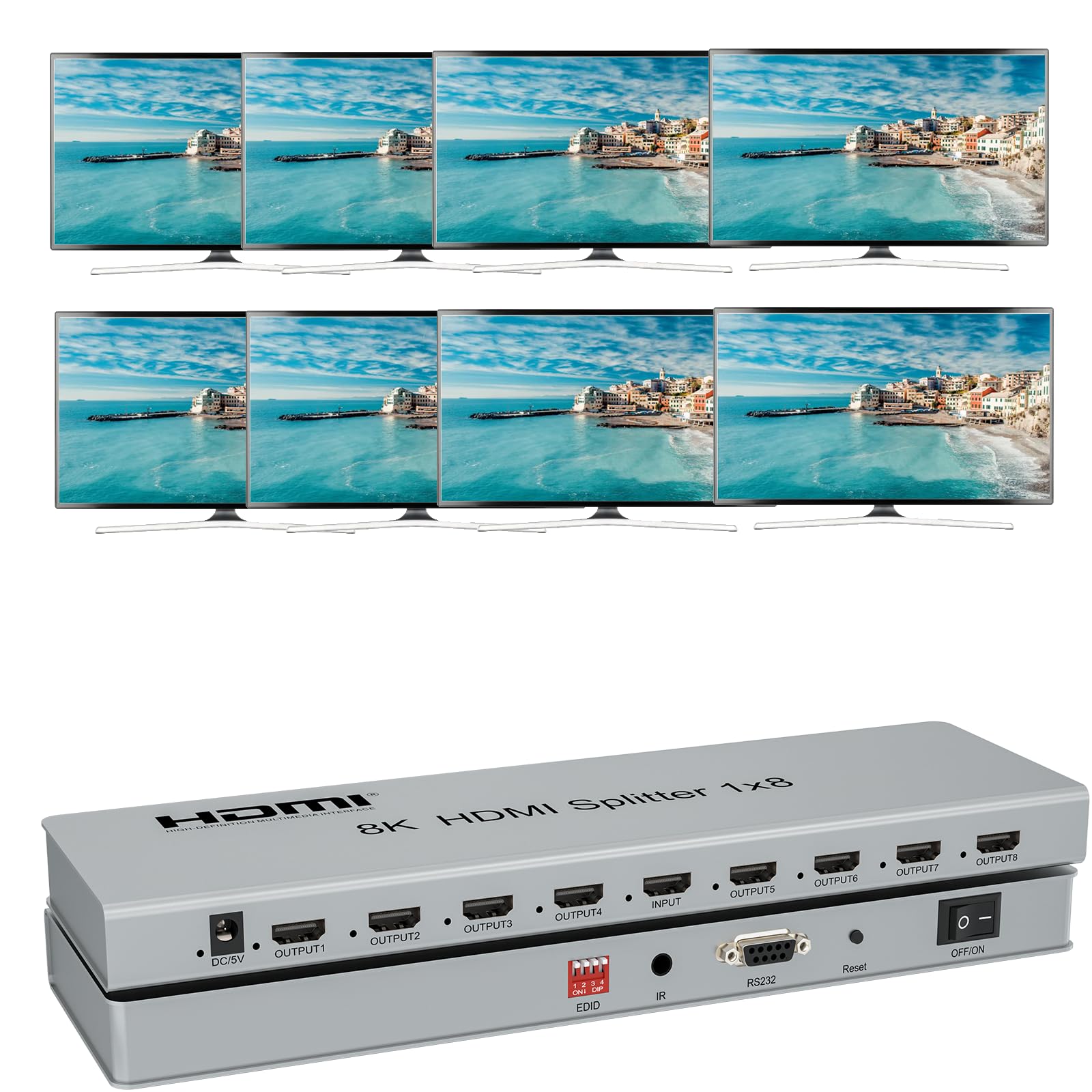 Amazon.com: HDMI 2.1 Splitter 8K@60Hz, HDMI Splitter 1 in 8 Out ...