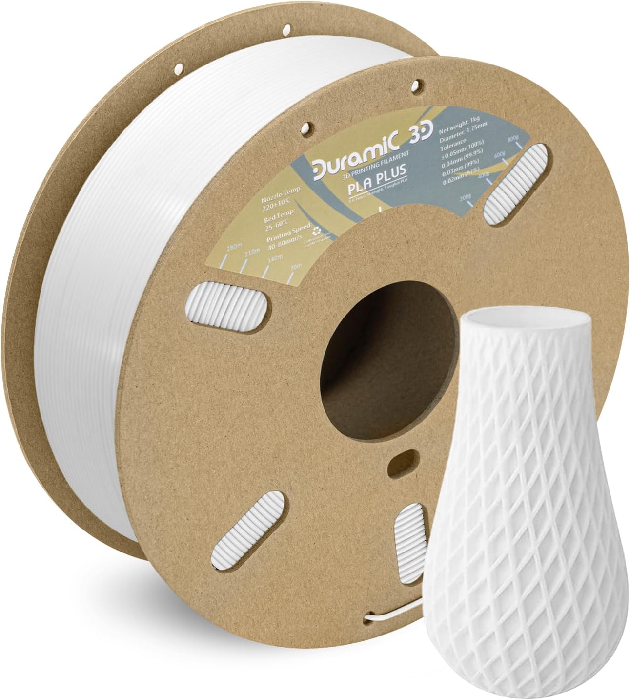 DURAMIC 3D PLA Plus (PLA+) Filament 1.75mm White 1kg, 3D Printer ...