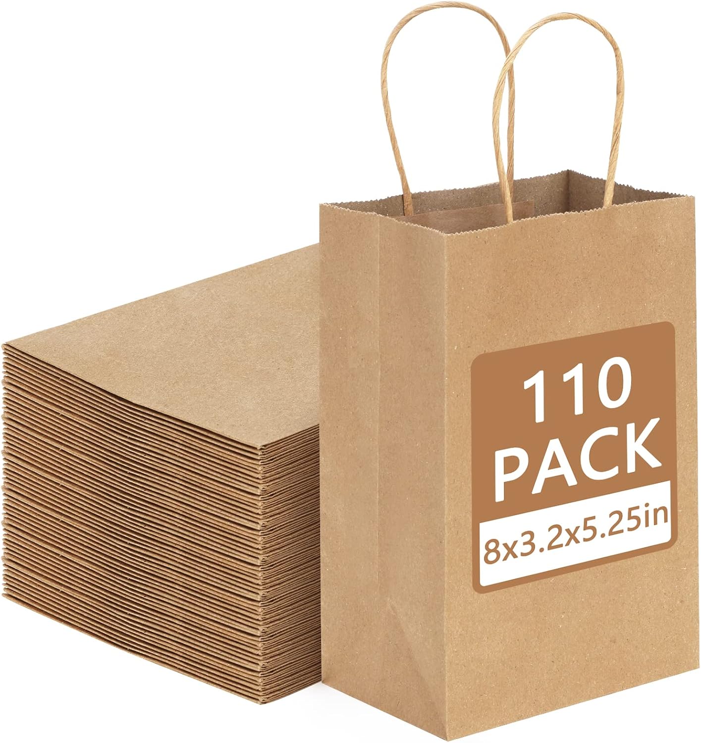 Moretoes 110pcs Brown Paper Bags 5.25x3.2x8 Inches Kraft Paper Bags ...