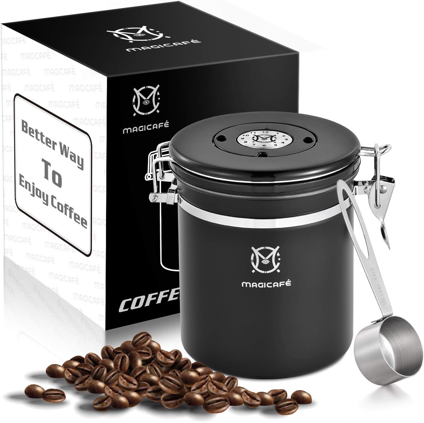 Magicafé Airtight Coffee Container Canister - co2 Valve Coffee Bean ...