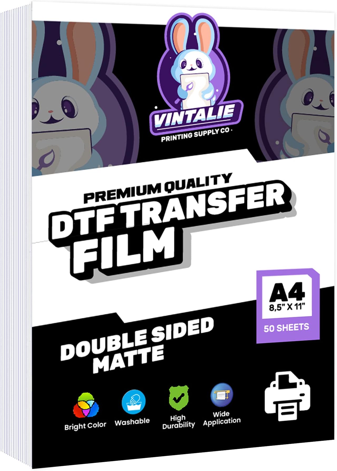 Amazon.com : Vintalie Premium DTF Transfer Film – A4 (8.5” x 11”)50 ...