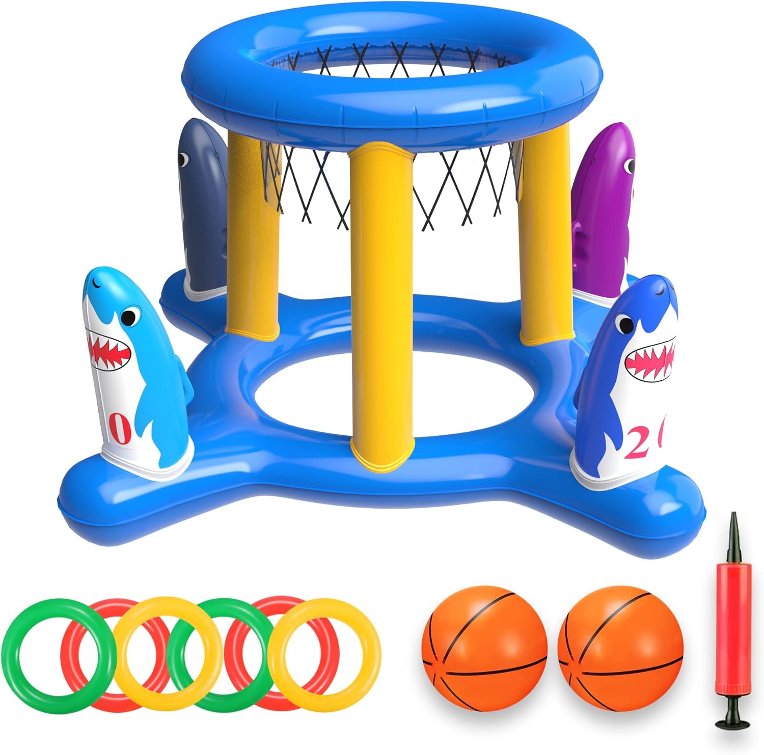 Amazon.com: H-Style Inflatable Pool Basketball Hoop & Ring Toss Game, 2 ...