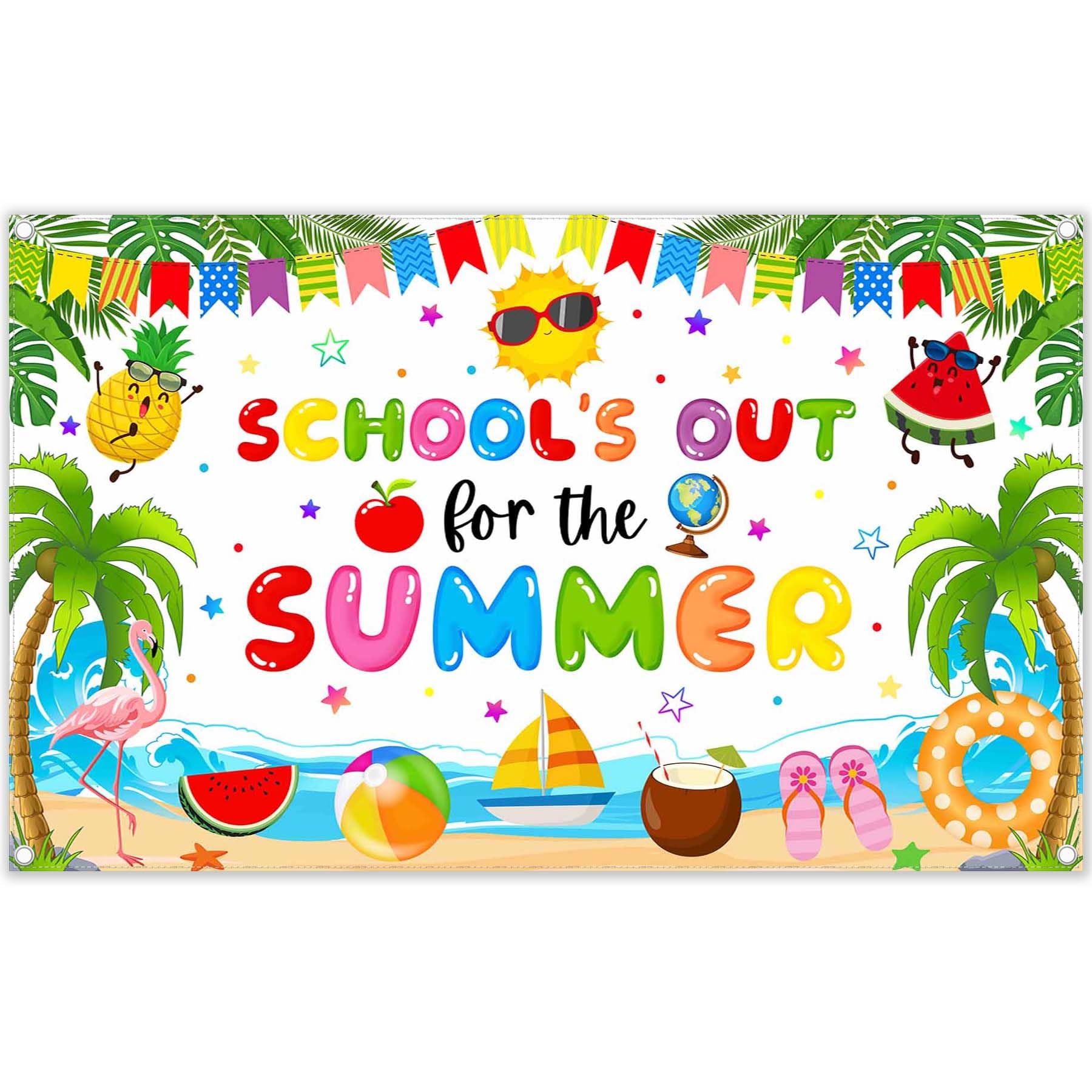 Amazon.com : ZTHMOE 72x43inch School’s Out for The Summer Backdrop End ...