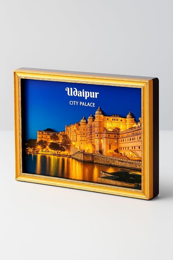 Buy Decorative 3D Wooden MDF City Palace Udaipur Night View Lake Fridge ...