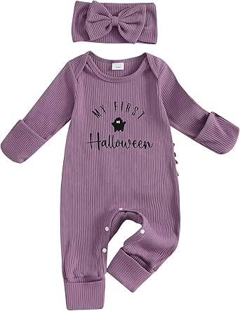 Amazon.com: citgeett My First Halloween Baby Girl Outfit Pumpkin Long Sleeve Romper Jumpsuit ...