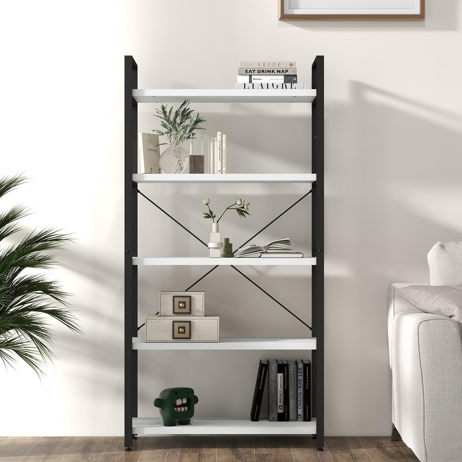 Snapklik.com : Panana 5 Tier Industrial Rustic Wooden Bookshelves ...