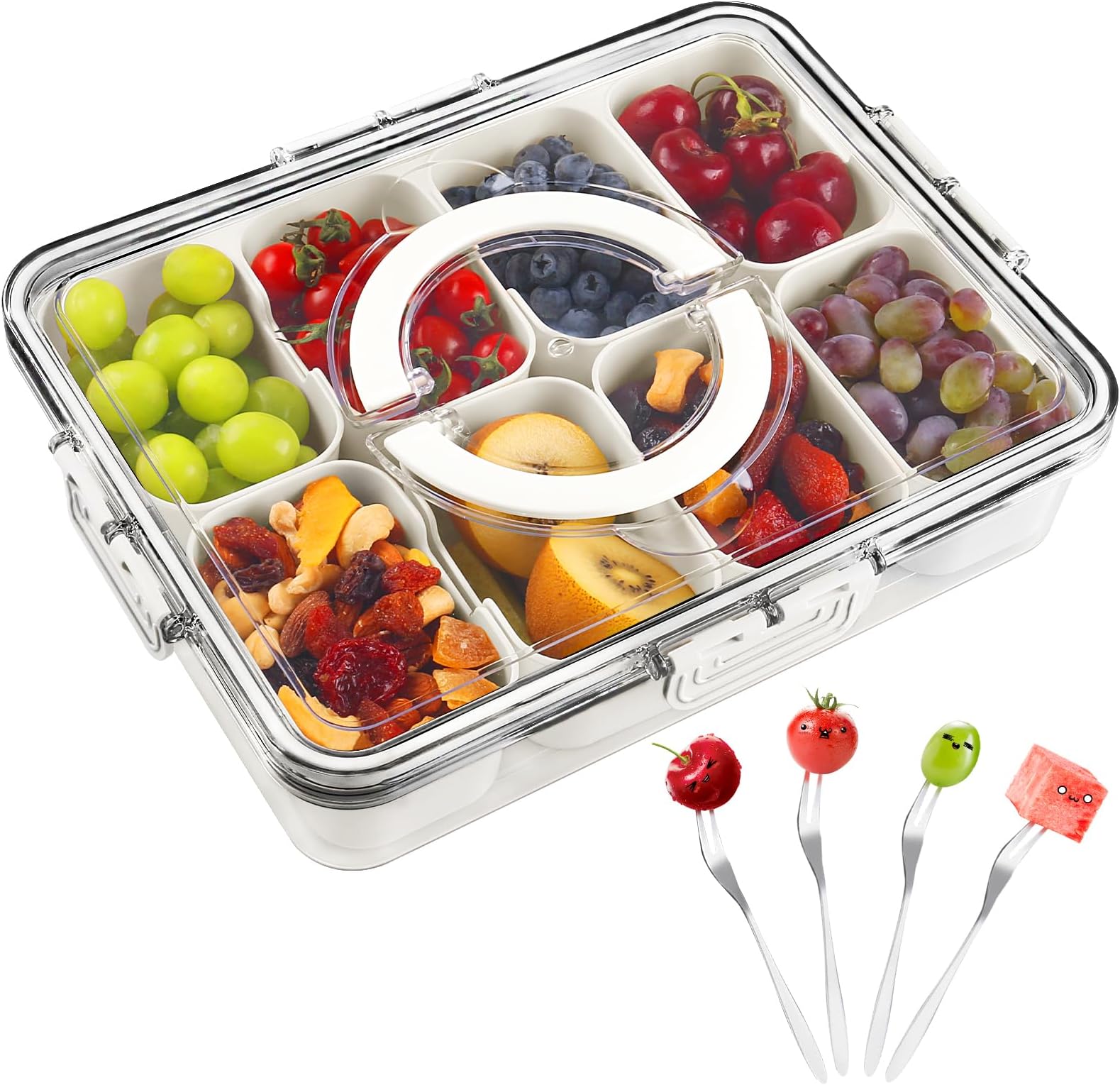 Amazon.com | Divided Serving Tray with Lid & Handle| Multi-Purposed ...