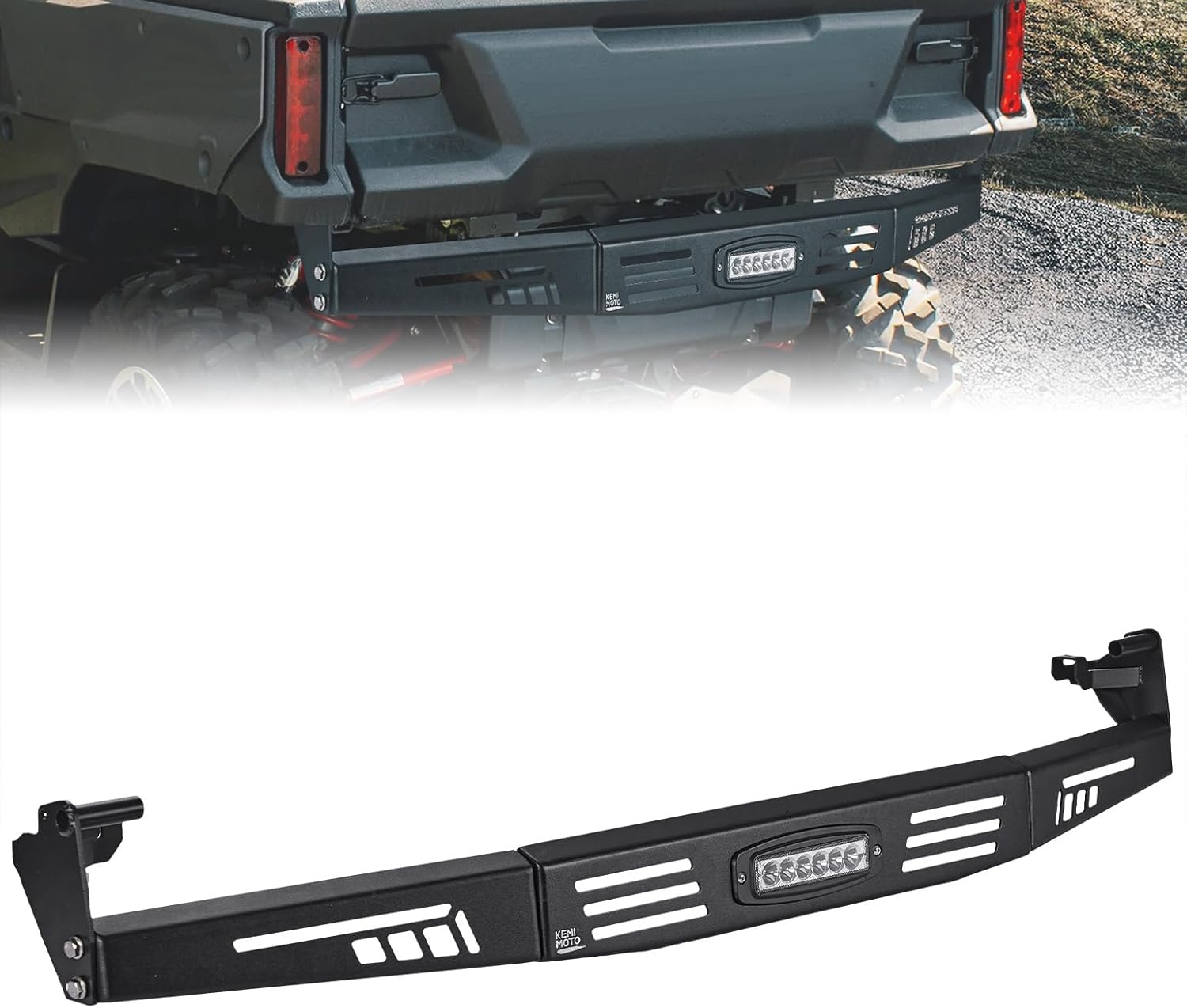 Amazon.com: KEMIMOTO UTV Rear Bumper with 18W LED Light, Compatible ...
