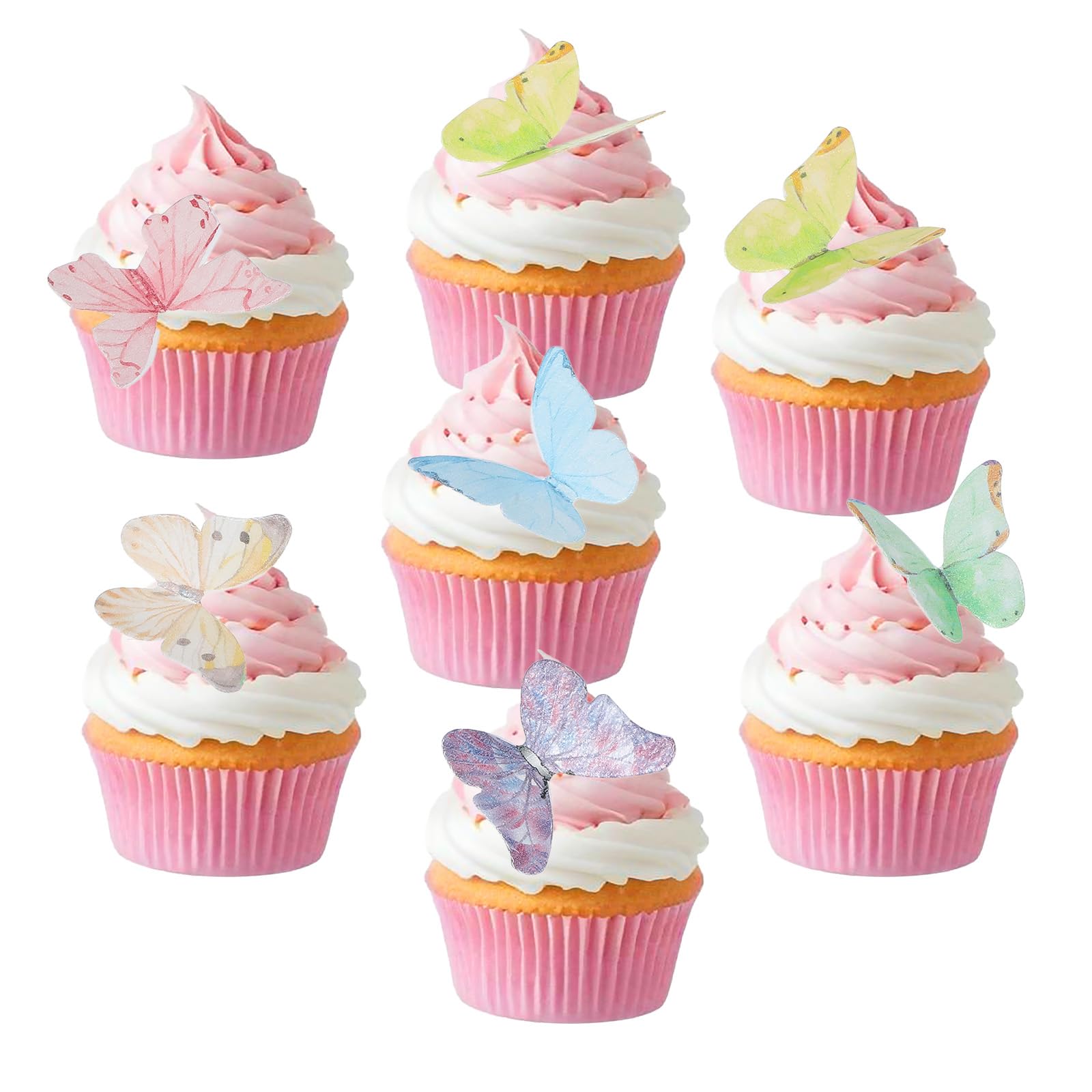 Amazon.com: 40 Pcs Edible Butterfly Cupcake Topper, Wafer Glutinous ...