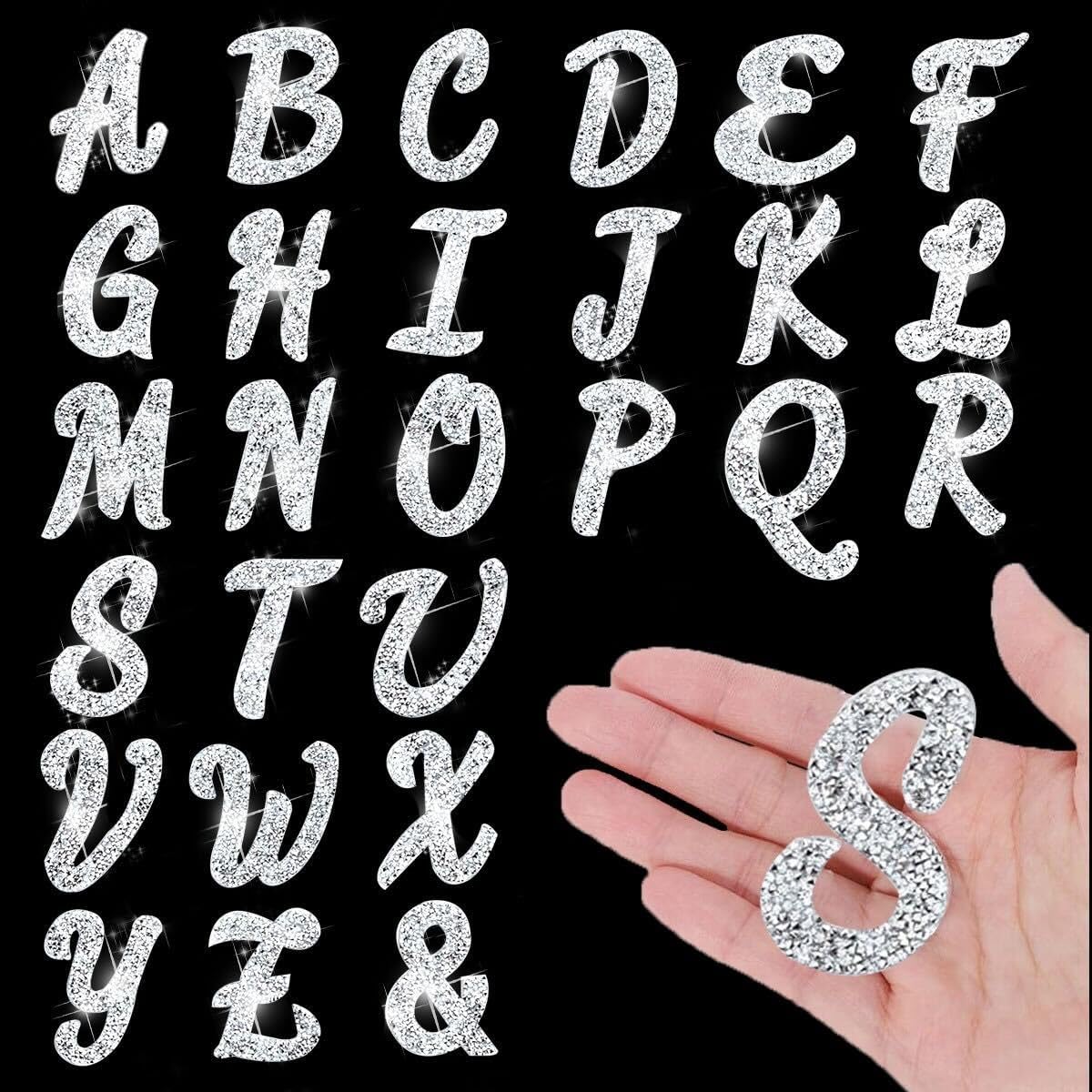 Amazon.com: 33Pcs Italic Font Rhinestone Letter Stickers, 6.5cm ...