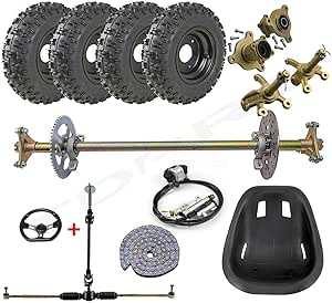 Amazon.com: YC Yier 29" Rear Live Axle Complete Kit with 6" Wheels Tires, Front Steering Wheel ...