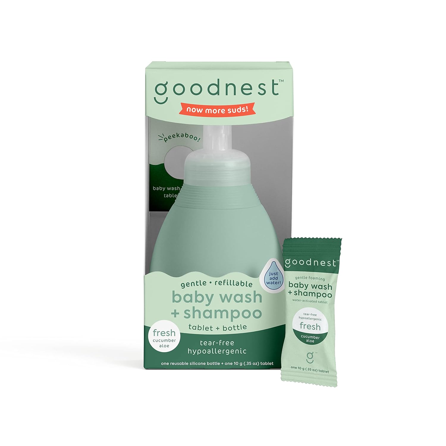 Amazon.com : Goodnest® Baby & Toddler Travel Soap Tablets + Reusable Pump Bottle (12oz ...