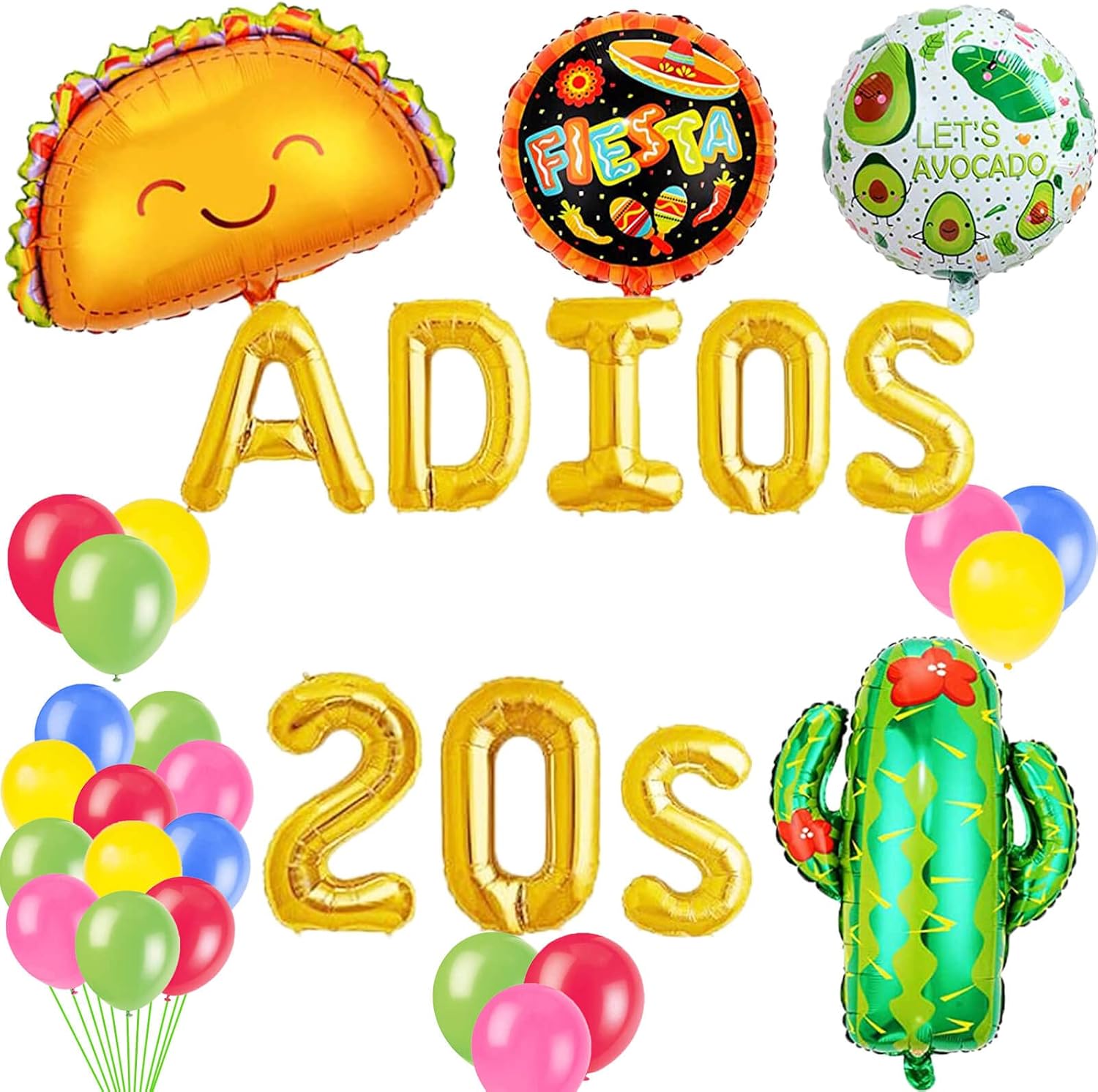 Amazon.com: Adios To My 20S Balloons Gold Mexican Happy 30th Birthday ...