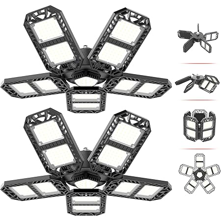 2 Pack LED Garage Light,Super Bright Screw in E26/E27 Ceiling Shop Work ...