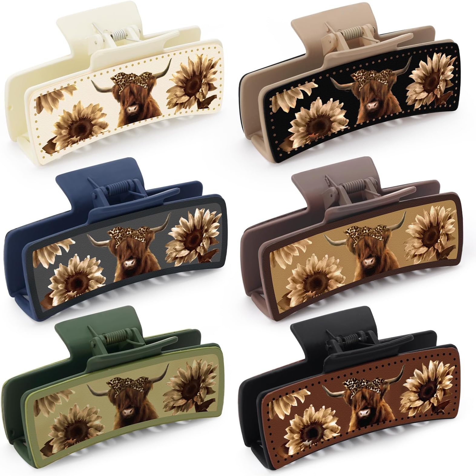 Amazon.com : CiyvoLyeen Highland Cattle Hair Claw Clips for Women ...