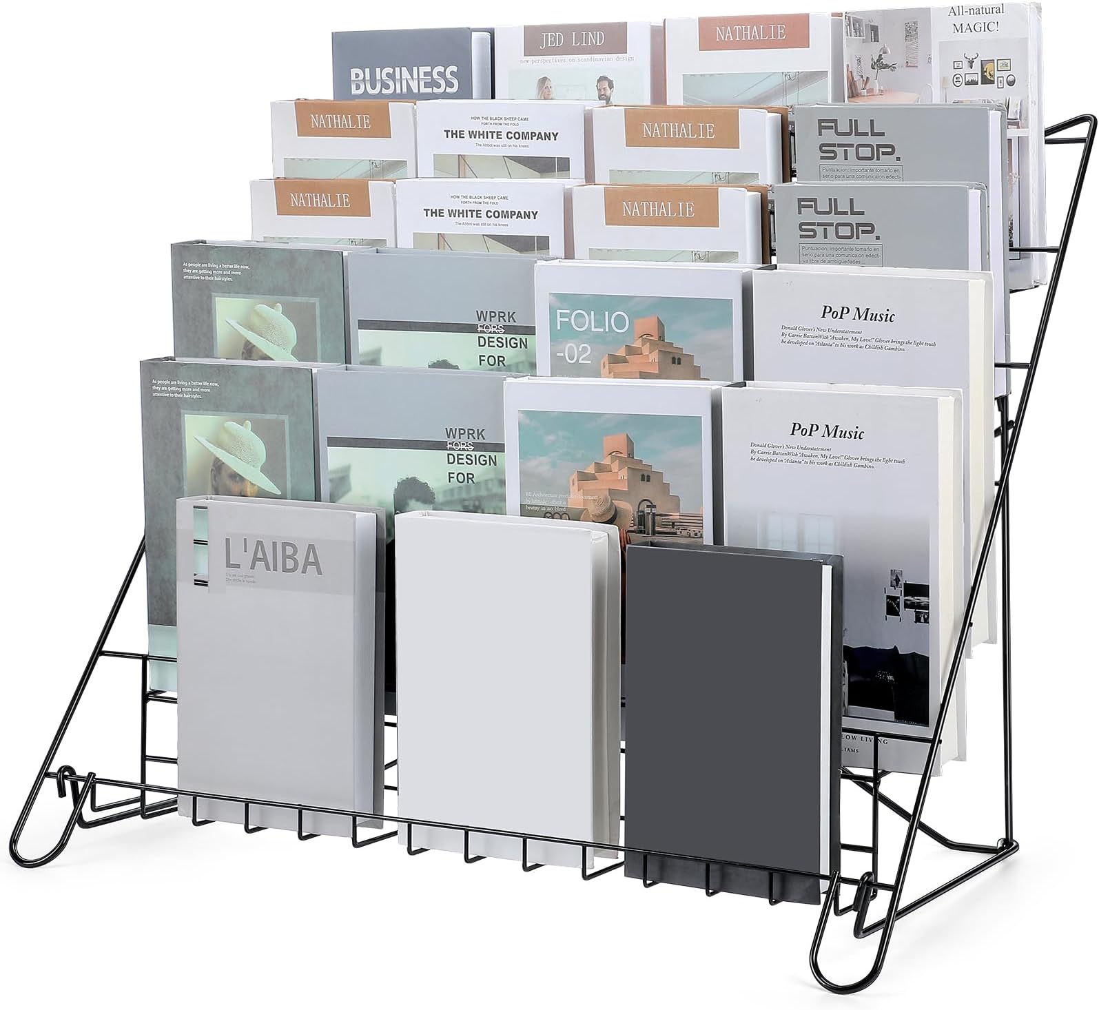 Amazon.com: Gejoy 6 Tiered Book Display Rack Wire CD Display Rack Book ...