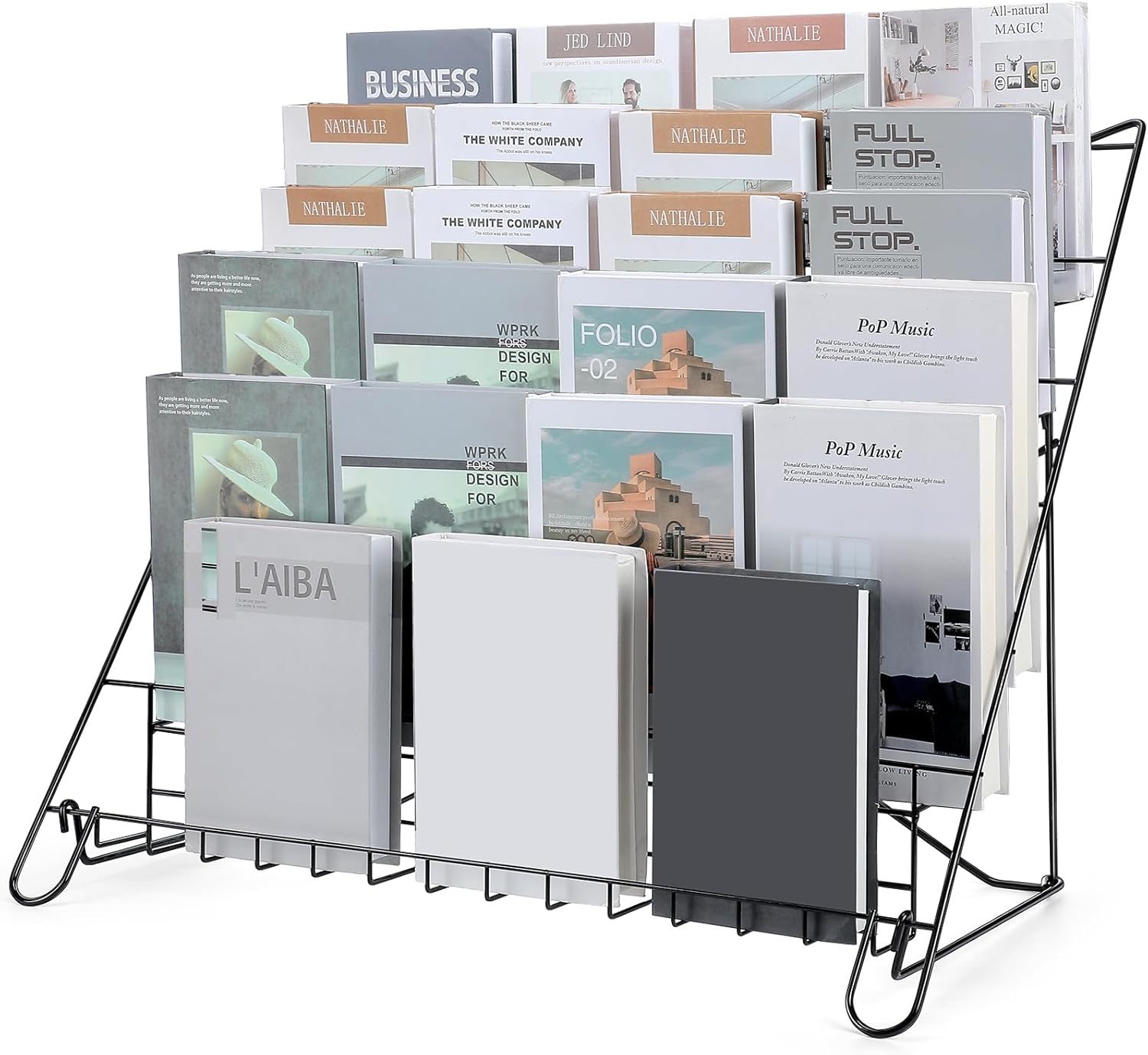 Amazon.com: Gejoy 6 Tiered Book Display Rack Wire CD Display Rack Book ...