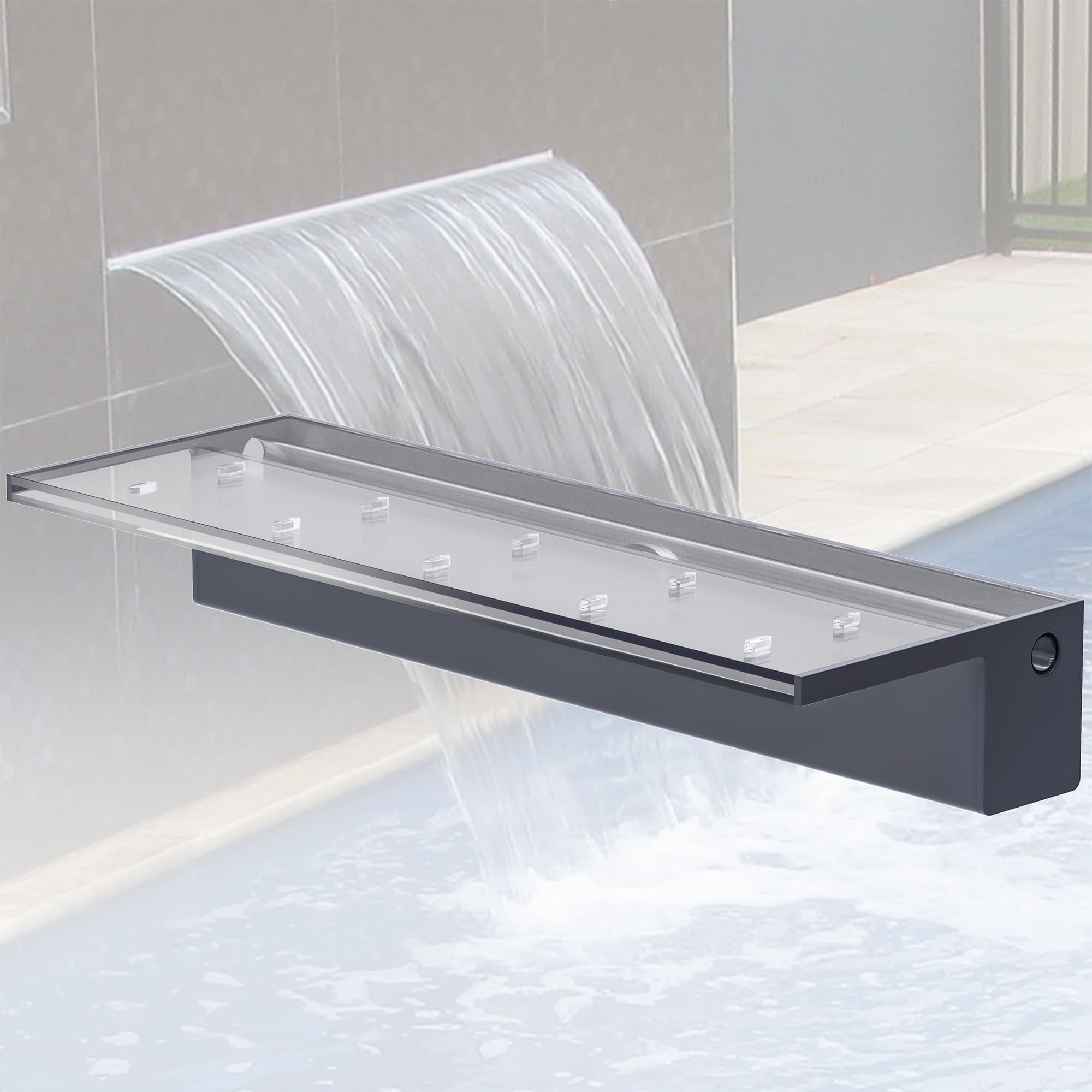 LONGRUN Wasserfall Edelstahl Pool Brunnen, Springbrunnen Garten ...