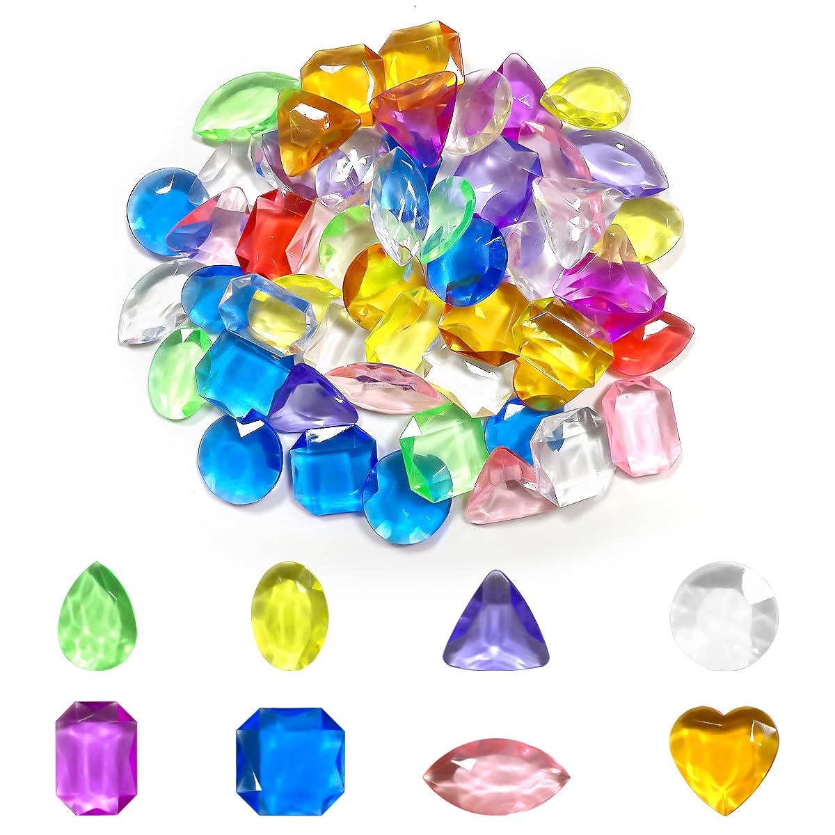 HAIKING Multi-Colored Treasure, 50 Pcs Toy Gems Pirate Treasure Jewels ...