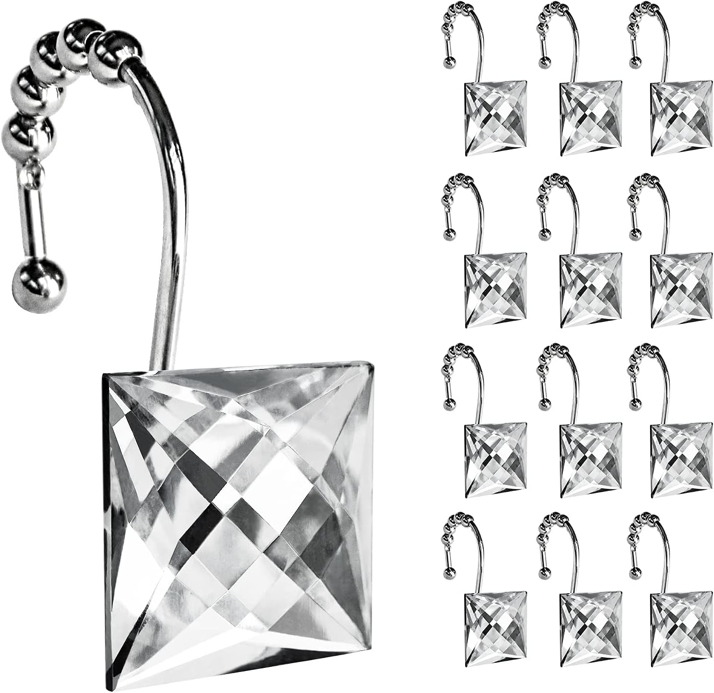 Amazon.com: Xshelley Acrylic Diamond Shower Curtain Hooks Rings - Cute ...
