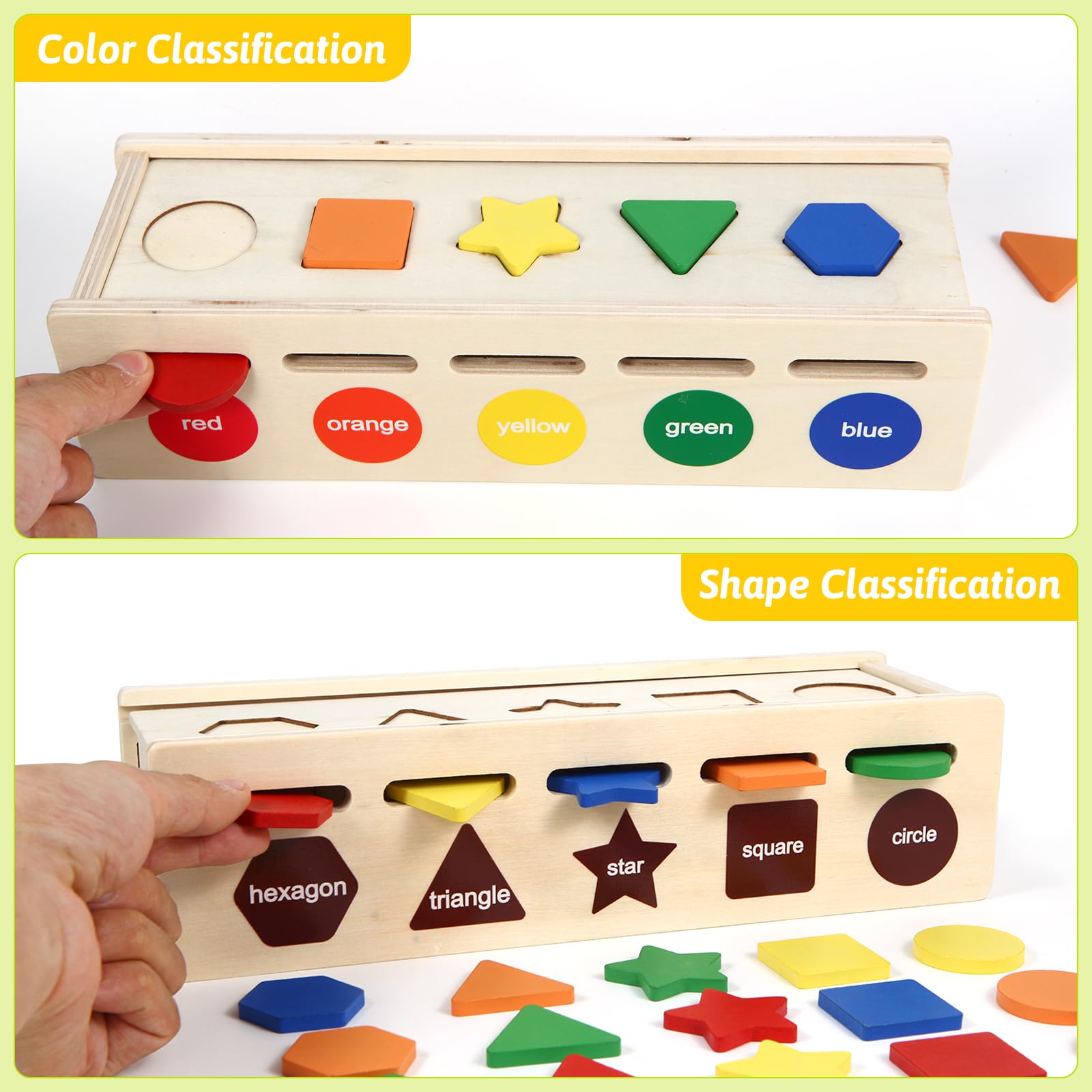 LMTNNB Wooden Sorting Box Montessori Color & Shape Sorter Class ...