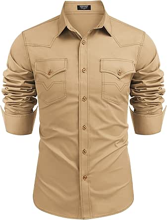 Amazon.com: COOFANDY Mens Shirt Western Slim Fit Embroidered Cowboy Casual Button Down Hippie ...
