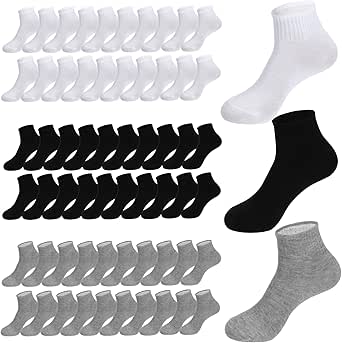 Amazon.com: 48 Pairs Men's Socks Bulk Pack Casual Quarter Socks ...
