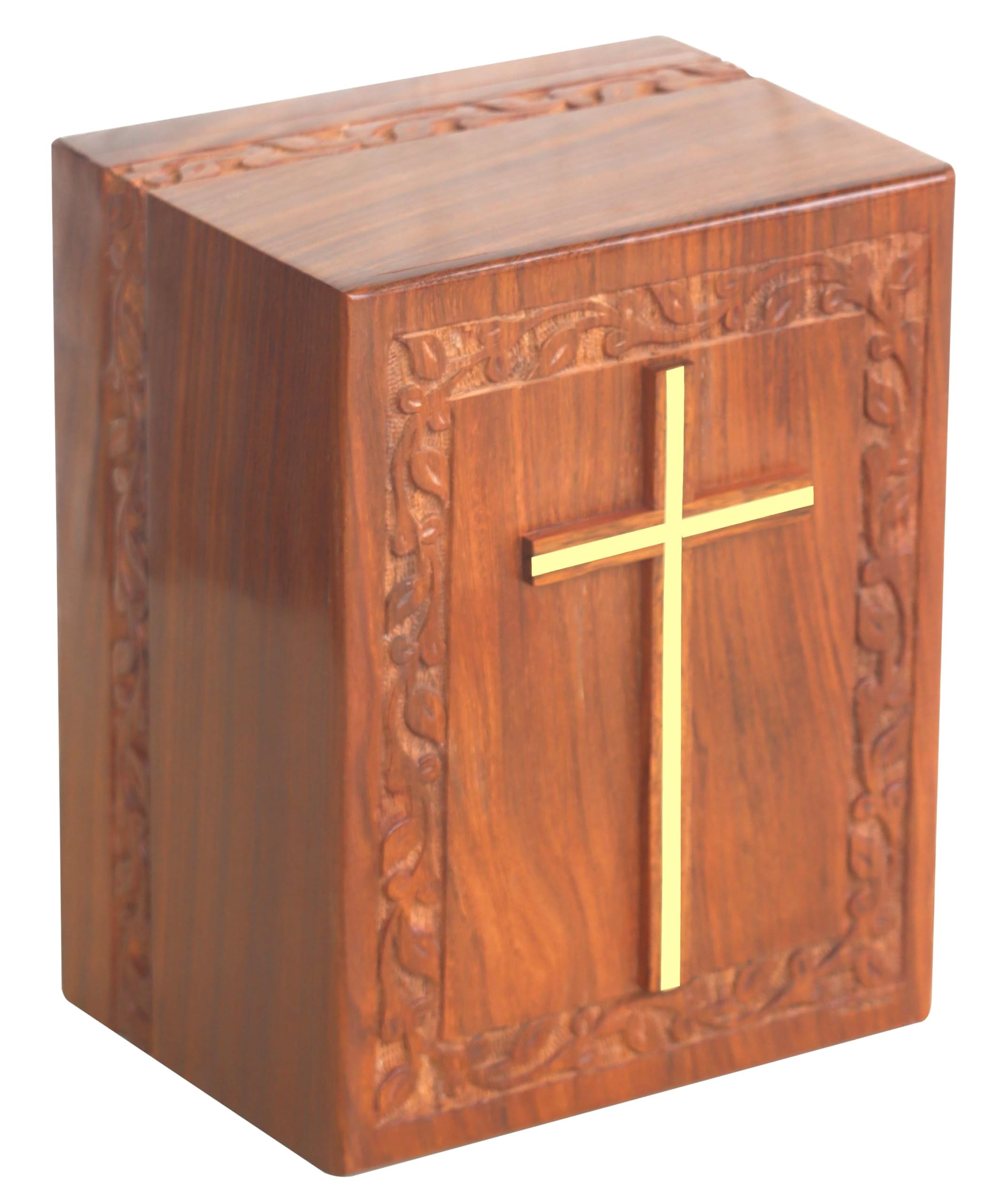 Amazon.com: Wooden Cross Urn Box For Adult Ashes | Wood Cremation urns ...