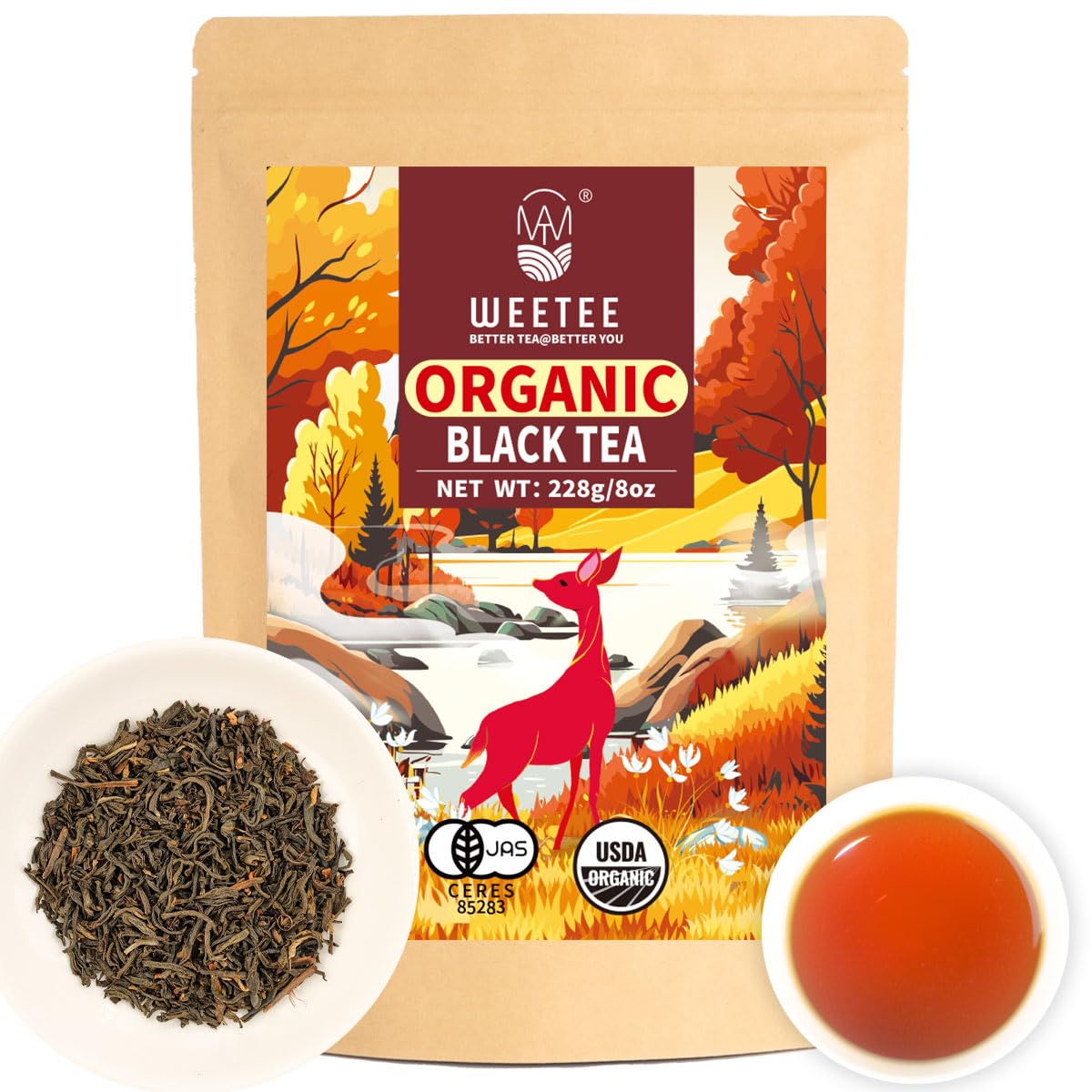 Amazon.com : WT WEETEE Organic Black Tea Loose Leaf, 110+ Cups, Made of ...