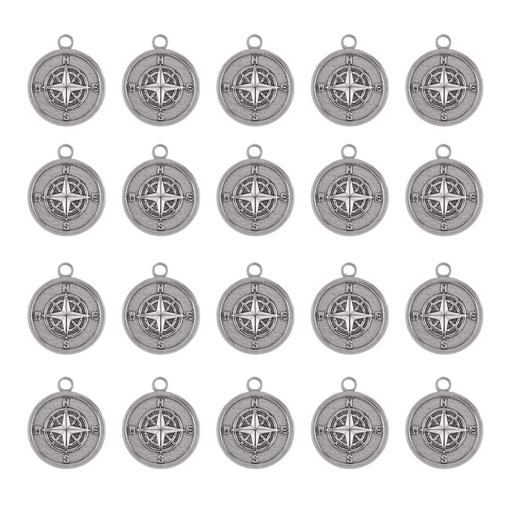 Amazon.com: DICOSMETIC 20Pcs Compass Charms Flat Round with Campass ...