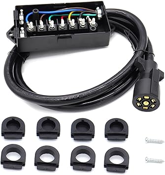 Amazon.com: MOCW 6 Foot 7 Pin Trailer Plug Wiring Harness 7 Way RV ...