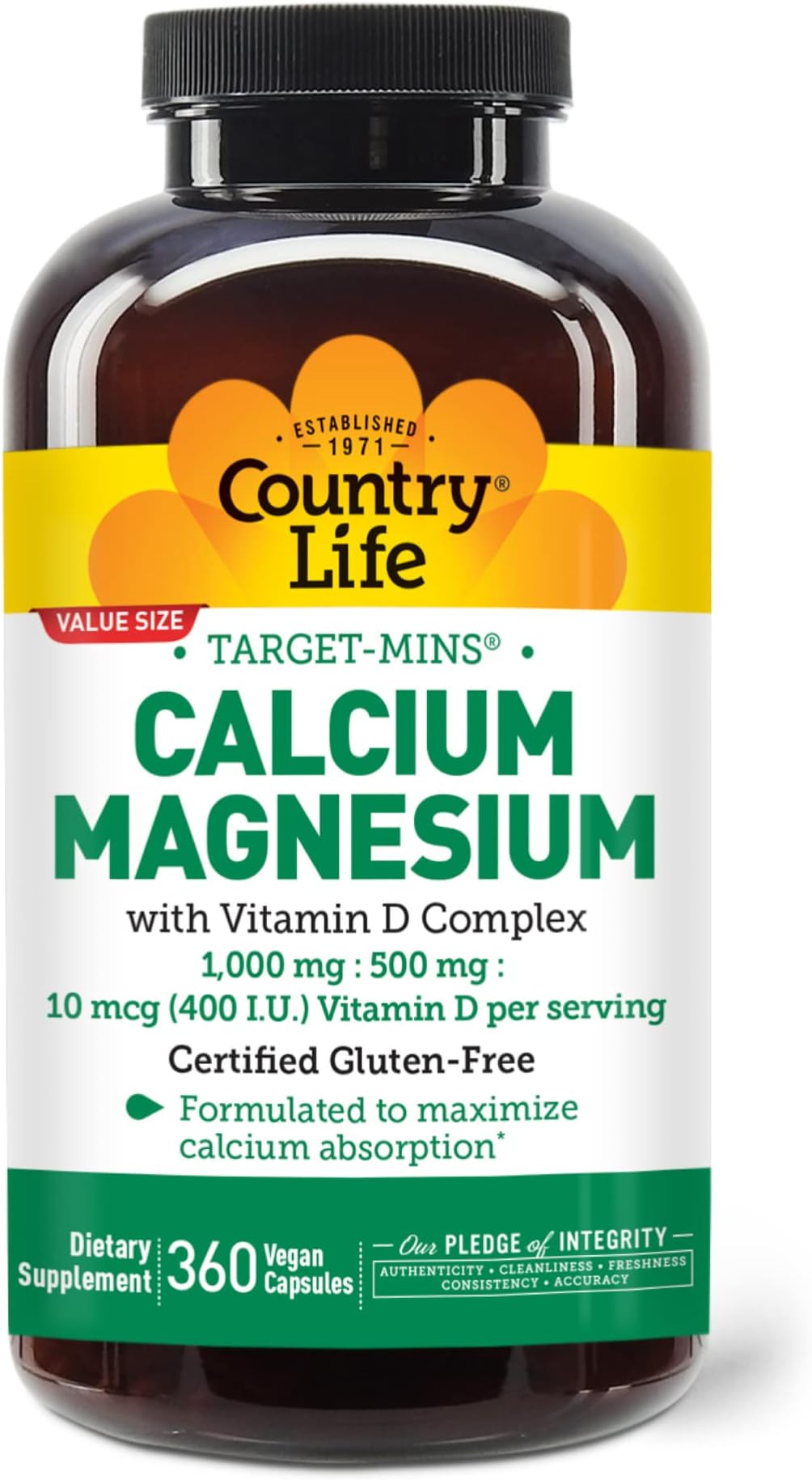 Amazon.com: Country Life Target-Mins Calcium Magnesium with Vitamin D ...
