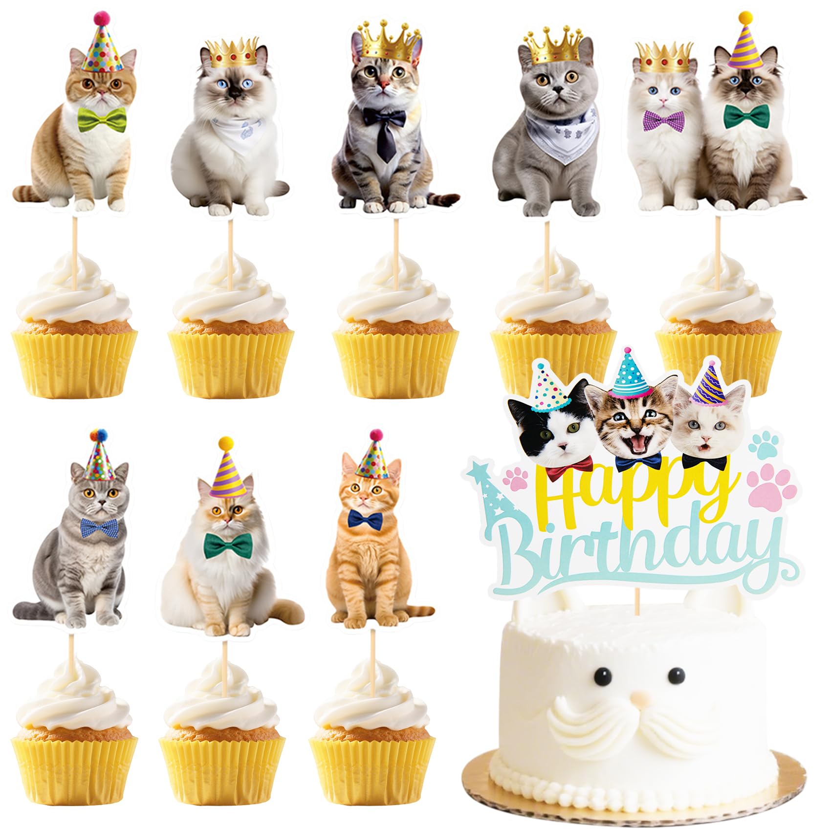 Snapklik.com : 25Pcs Cat Cupcake Topper Cat Cake Decorations For Cat ...