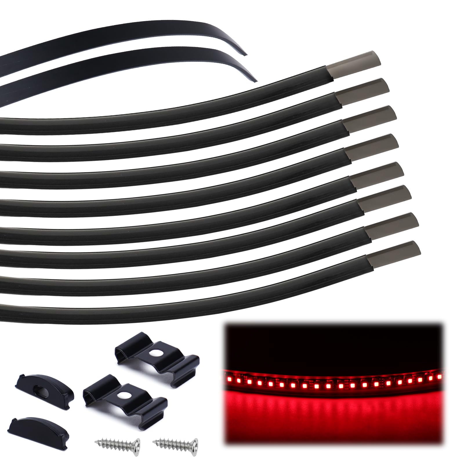 Snapklik.com : Muzata 10Pack 3.3FT/1M Bendable Black LED Channel