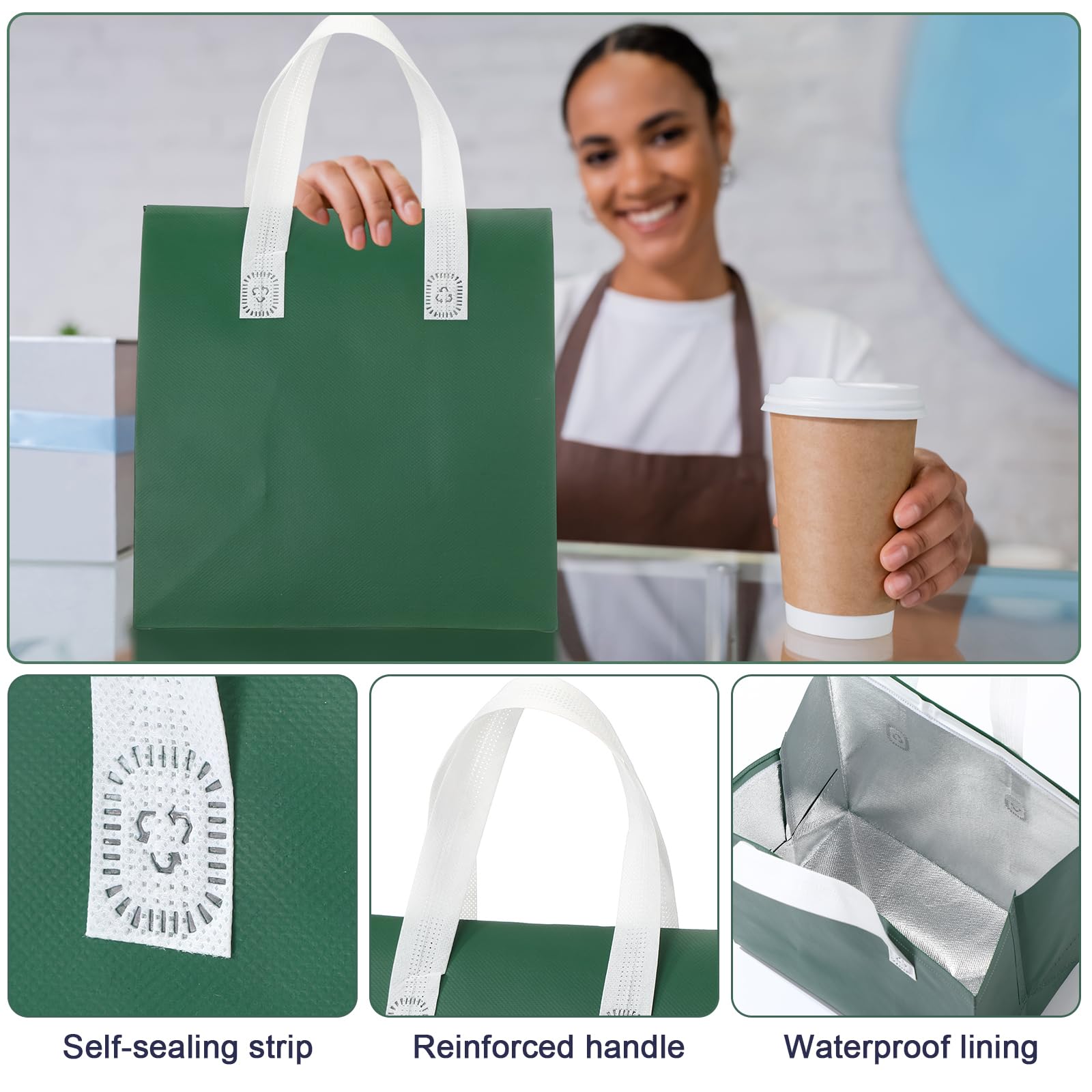 Snapklik.com : FoldTier 50 Pcs Insulated Take Away Bags Bulk Thermal ...