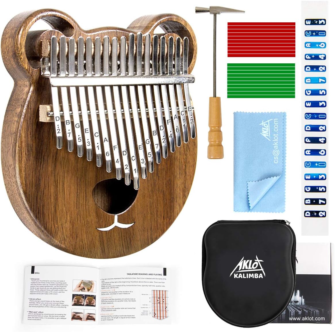 Kalimba 17 Keys Thumb Piano - Portable Mbira Sanza Finger Piano ...