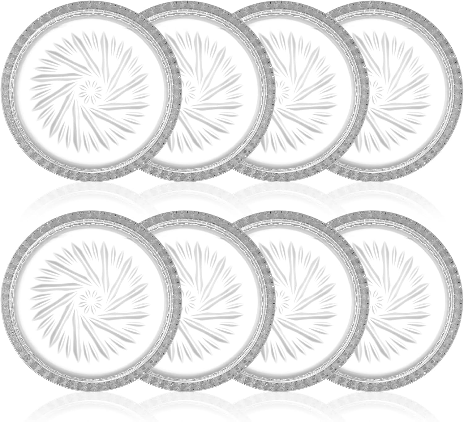 Amazon.com | 8 Pack Glass Coasters Round Cup Mat, Clear Glass Coaster ...