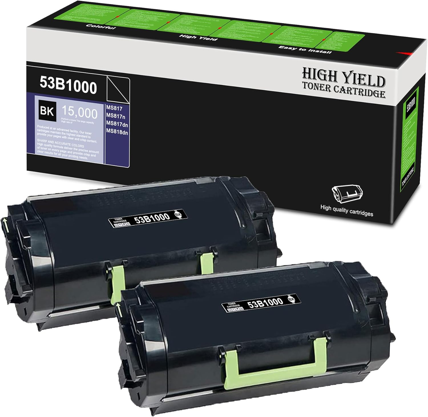 Amazon.com: SLIKIA MS817 (53B1000) Black Toner Cartridge, Compatible 2 ...