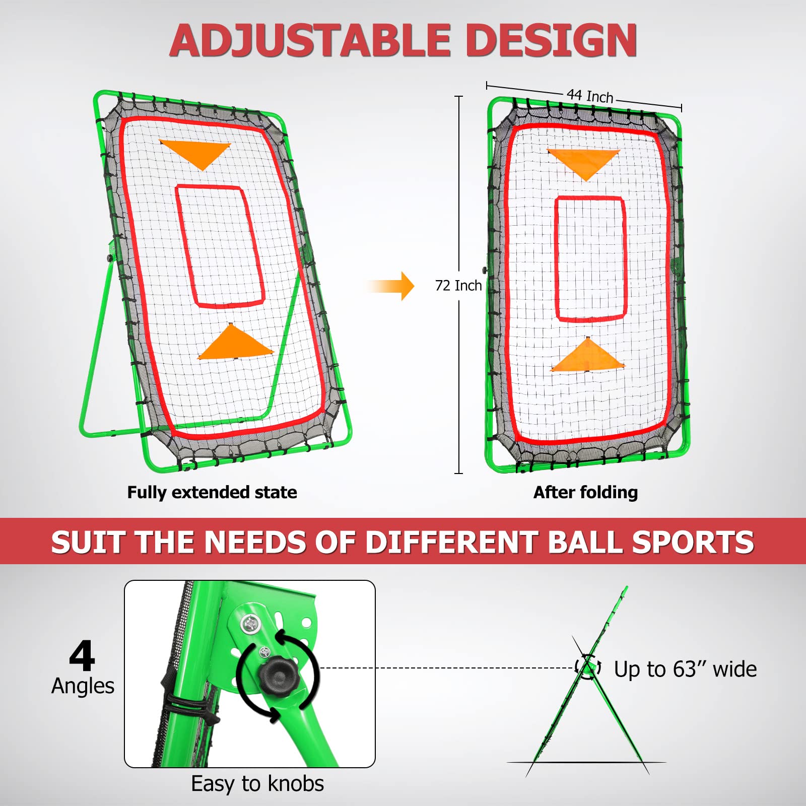 Snapklik.com : NEW UPGRADE 2+1 Pitch Back Rebounder Net, 6x365 FT ...