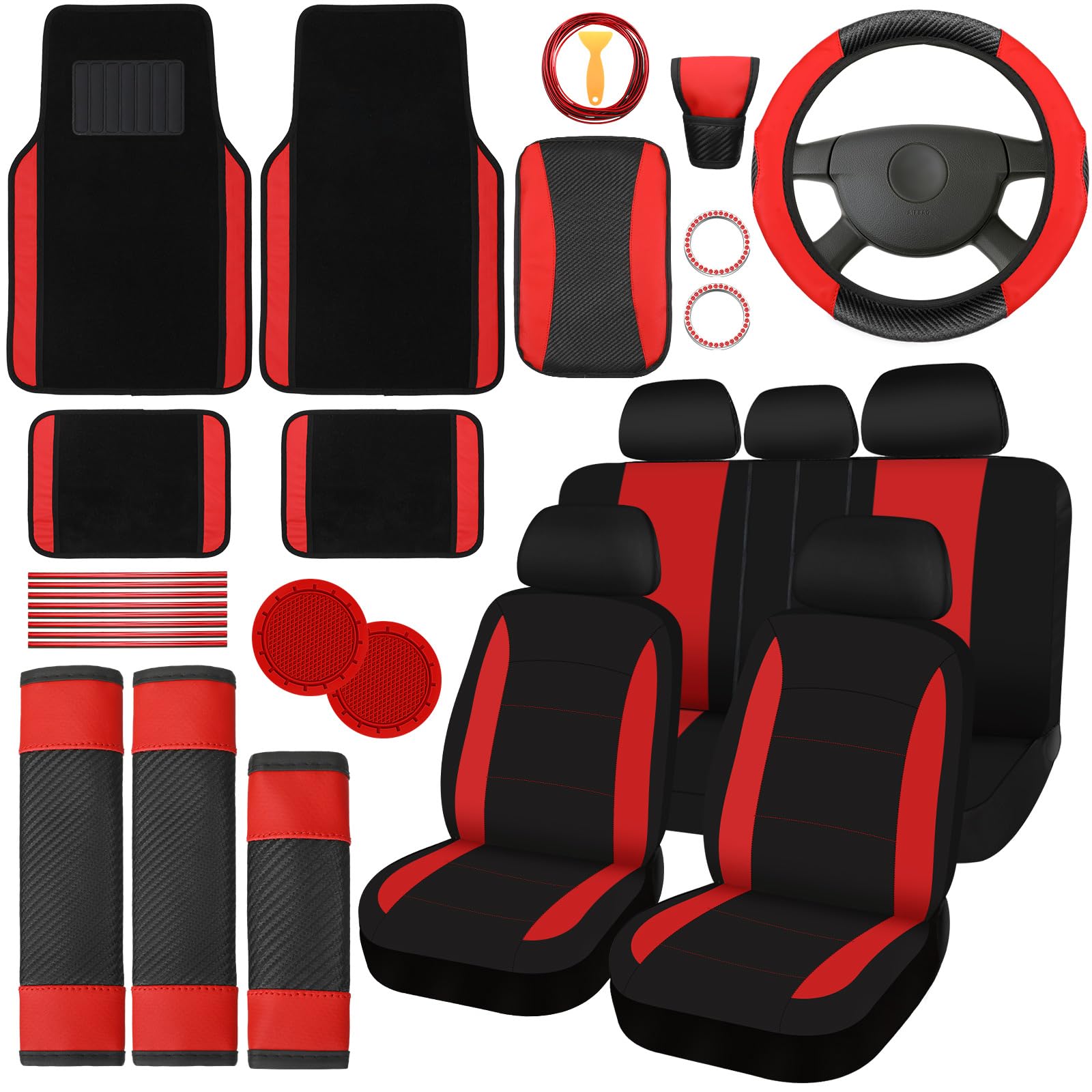 Estune 45 Pcs Car Accessories Set Seat Cover Foot Pad Cup Holder ...