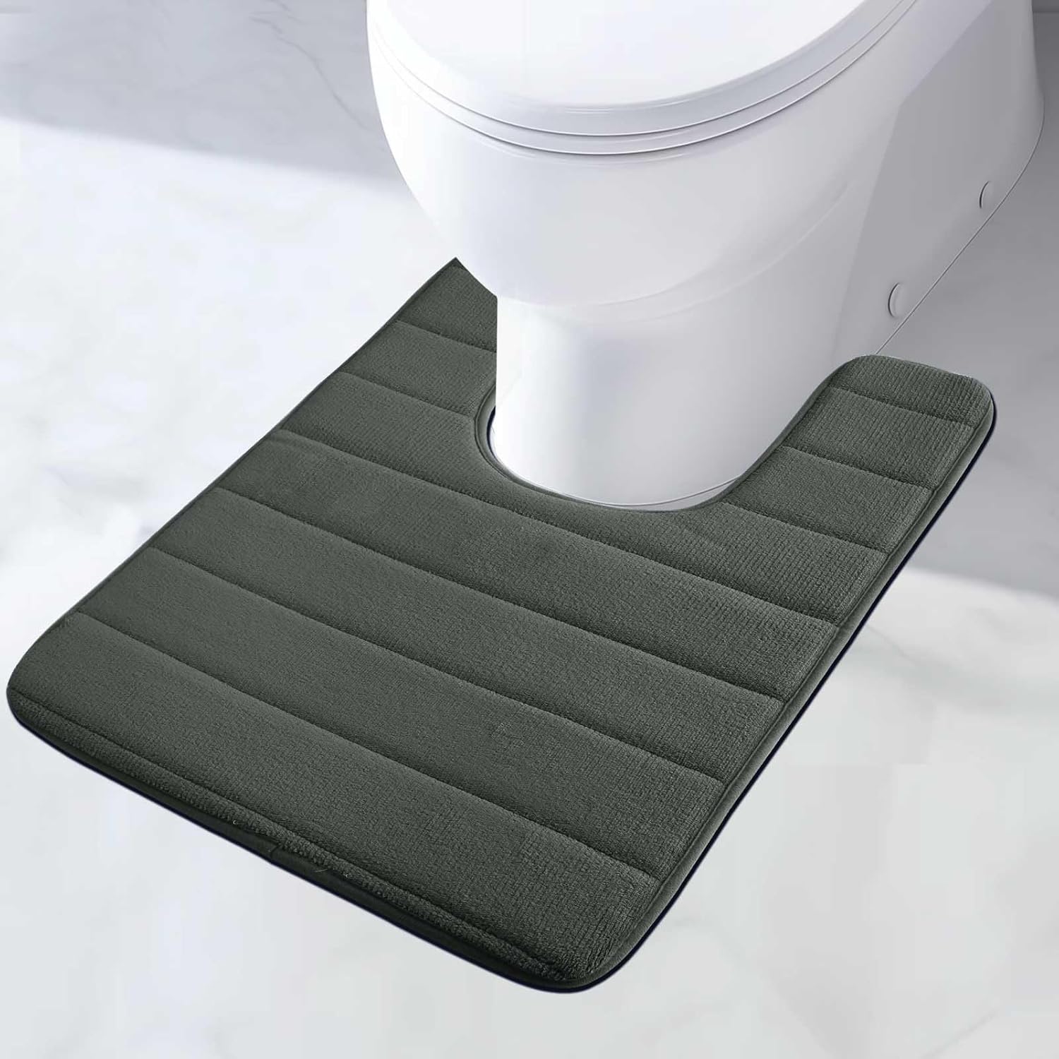 MI CASA Absorbent WC Toilet Rug Non-Slip U Shape Bath Mat Memory Foam ...