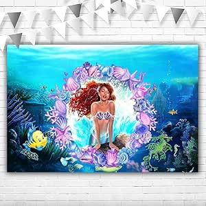New Little Mermaid Backdrop for Baby Shower 5x3ft Under The Sea ...