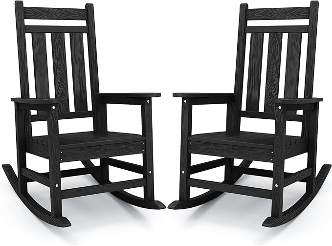 Amazon.com : KINGYES Outdoor Patio Rocking Chair Set of 2, Weather ...