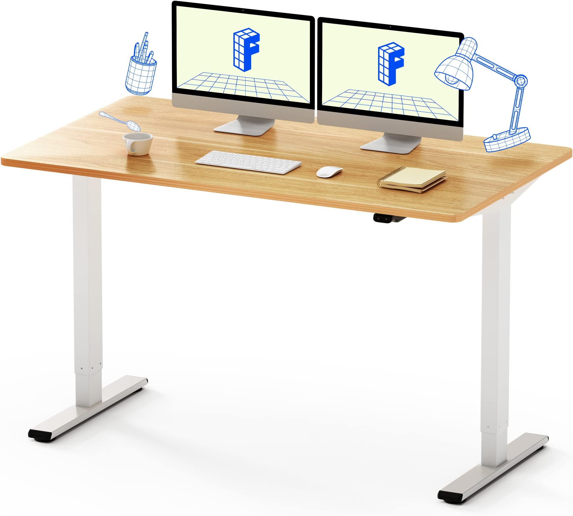 Amazon Basics Height-Adjustable Rectangular Gaming Computer Desk with ...