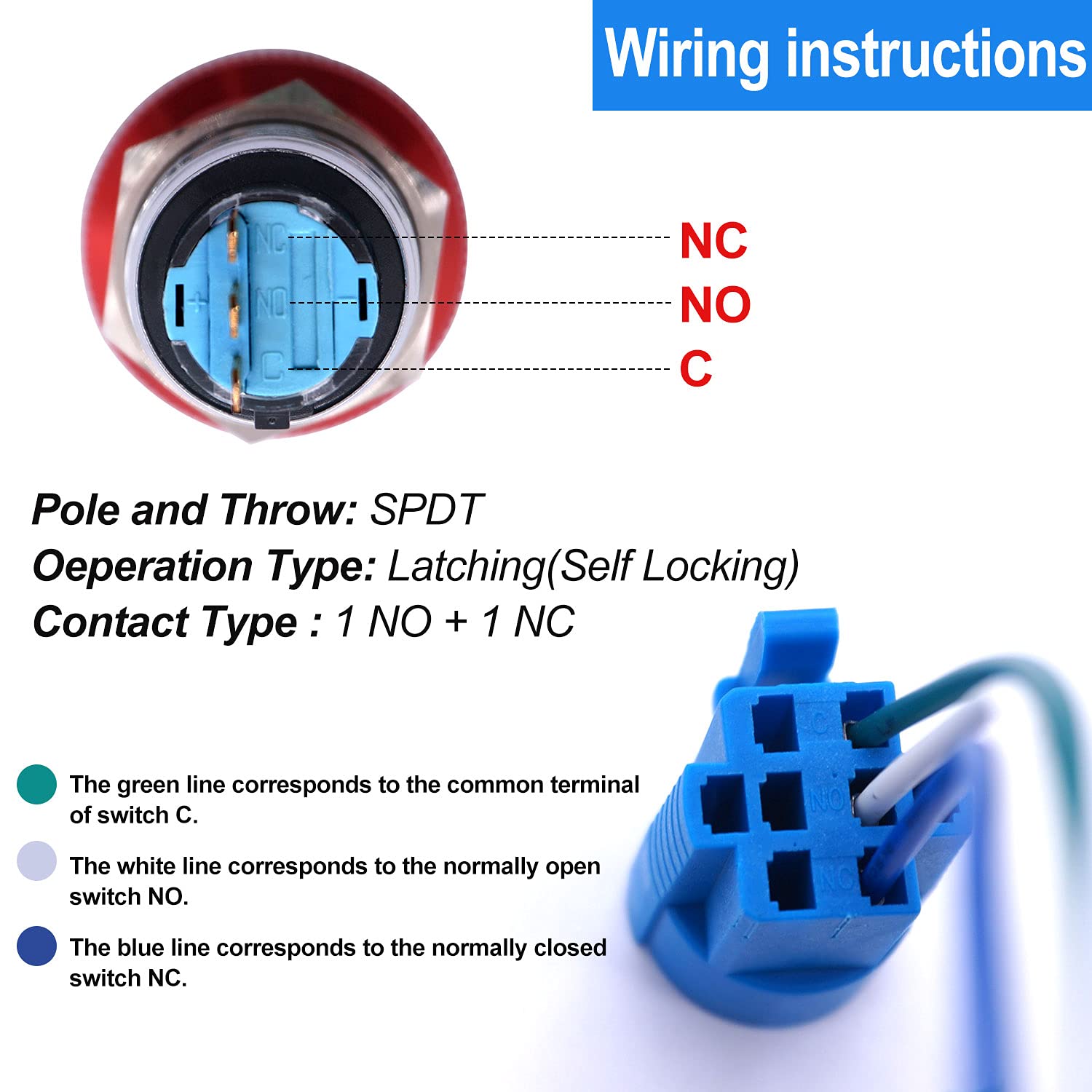 TWTADE 22mm Emergency Stop Push Button Switch 12-220V 3A Mounted Thread ...