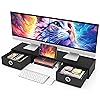 Amazon.com: HUANUO Large Dual Monitor Stand with Drawer, Wood Monitor ...