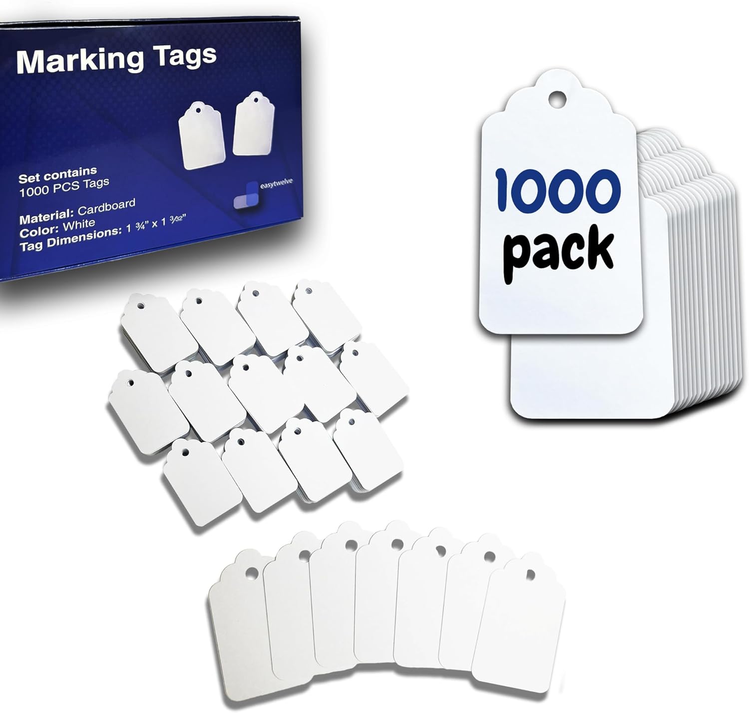 Amazon.com : EasyTwelve - 1000 Pieces Unstrung Price Tags for Clothes 1 ...