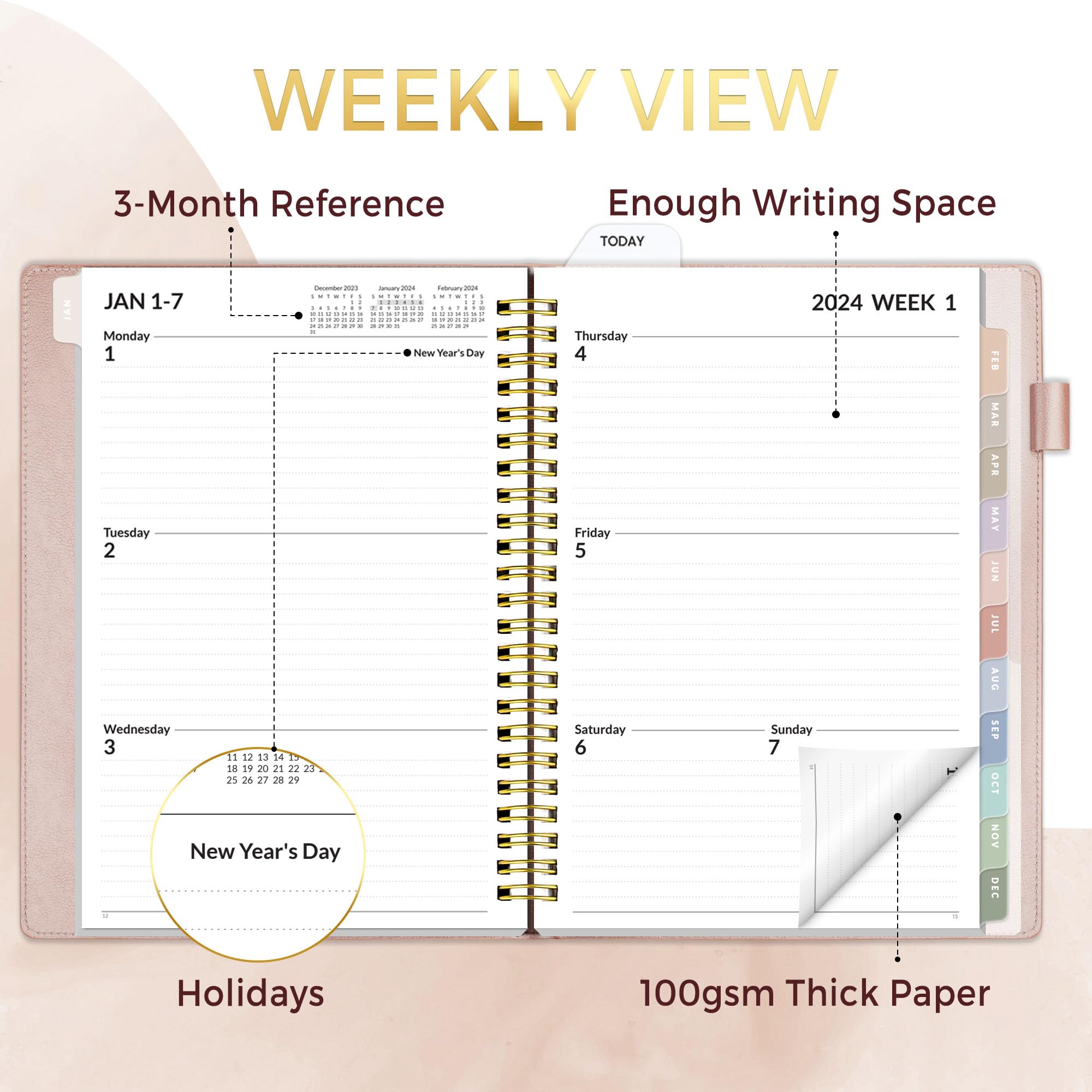Snapklik.com : SUNEE 2025 Weekly & Monthly Planner 6.4"x8.5"- 12 Month