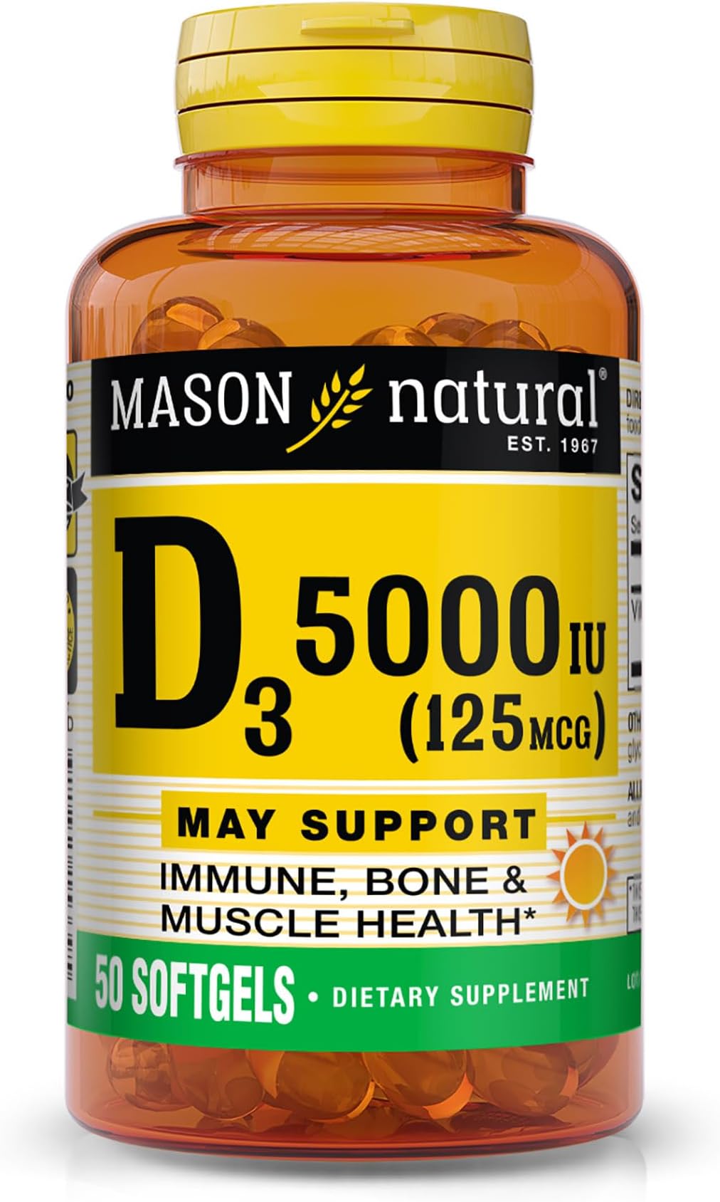 Amazon.com: MASON NATURAL Vitamin D3 25 mcg (1000 IU) - Supports ...