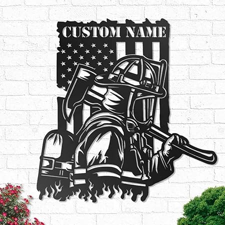 Amazon.com : Riaeelvs Personalized Firefighter Signs Outdoor Metal ...